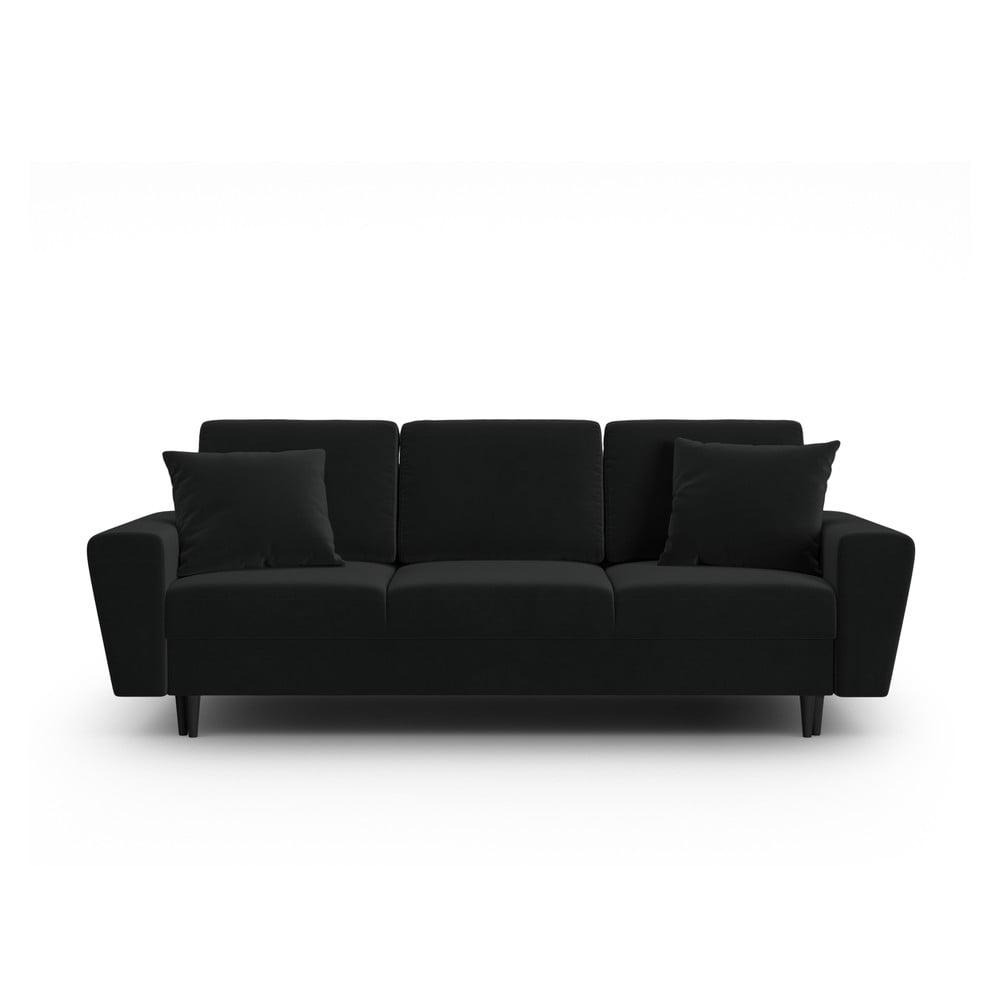 Divano nero allungabile e con contenitore con rivestimento in velluto ...