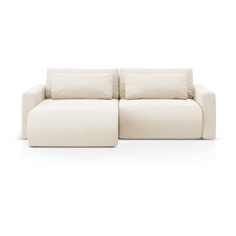Divano angolare beige allungabile con contenitore e rivestimento in ...